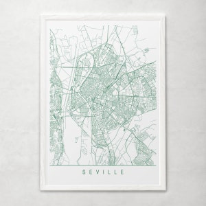 SEVILLE MAP Minimalist Seville Art Print Customizable City | Etsy