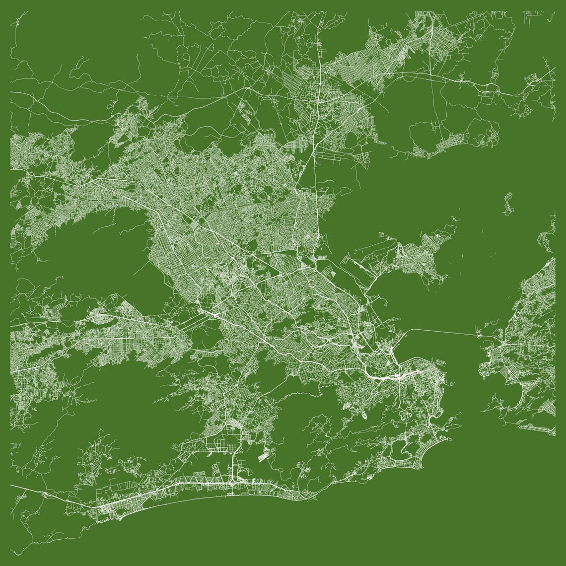 RIO CITY MAP Fine Art Map Poster Modern Rio De Jainero - Etsy