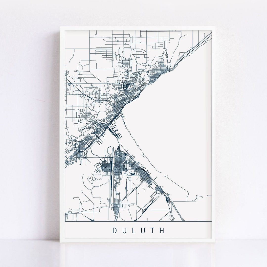 DULUTH MAP - High Quality Giclee Print, Minimalist Duluth Art Print ...