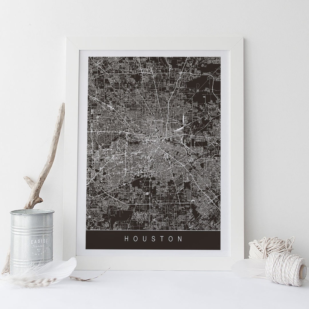 HOUSTON CITY MAP Art Print Line Art City Map Texas Texan - Etsy