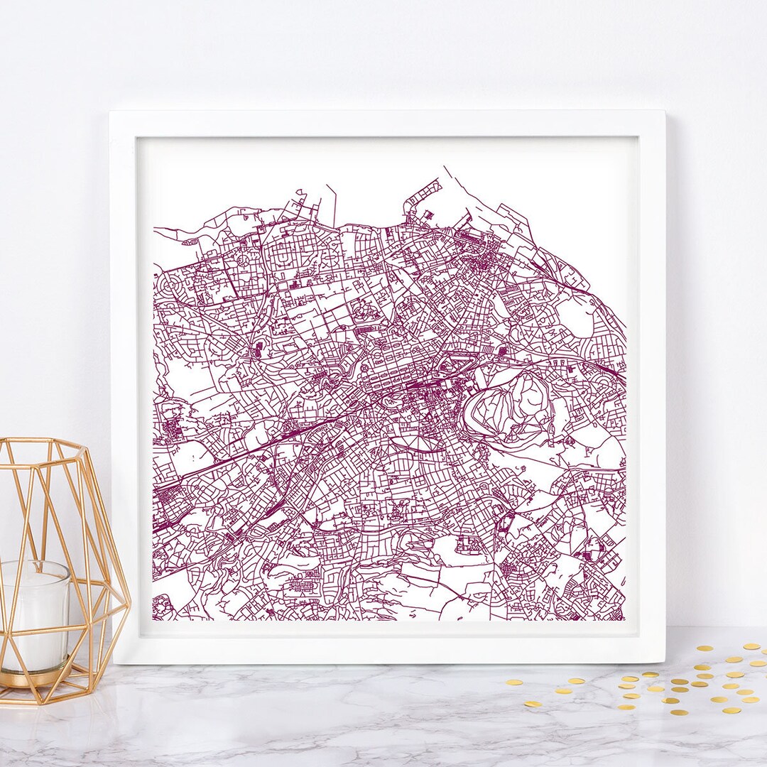EDINBURGH CITY MAP - Fine Art Map Poster - Edinburgh Scotland Map Print ...