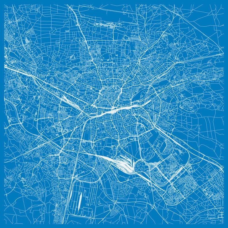 NUREMBERG MAP PRINT Modern German Germany Map Poster - Etsy