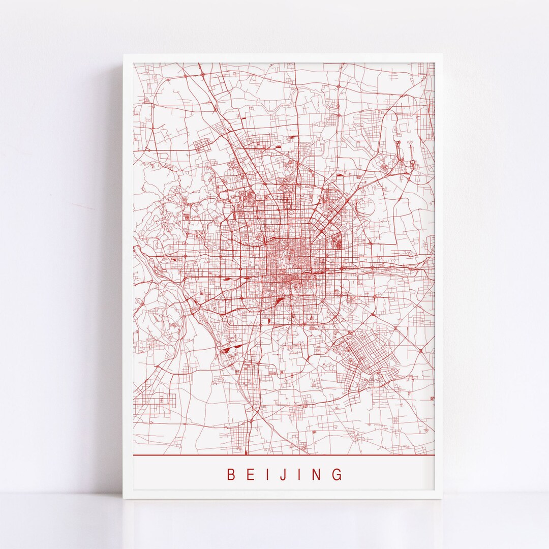 BEIJING MAP - High Quality Giclee Print, Minimalist Beijing Art Print ...