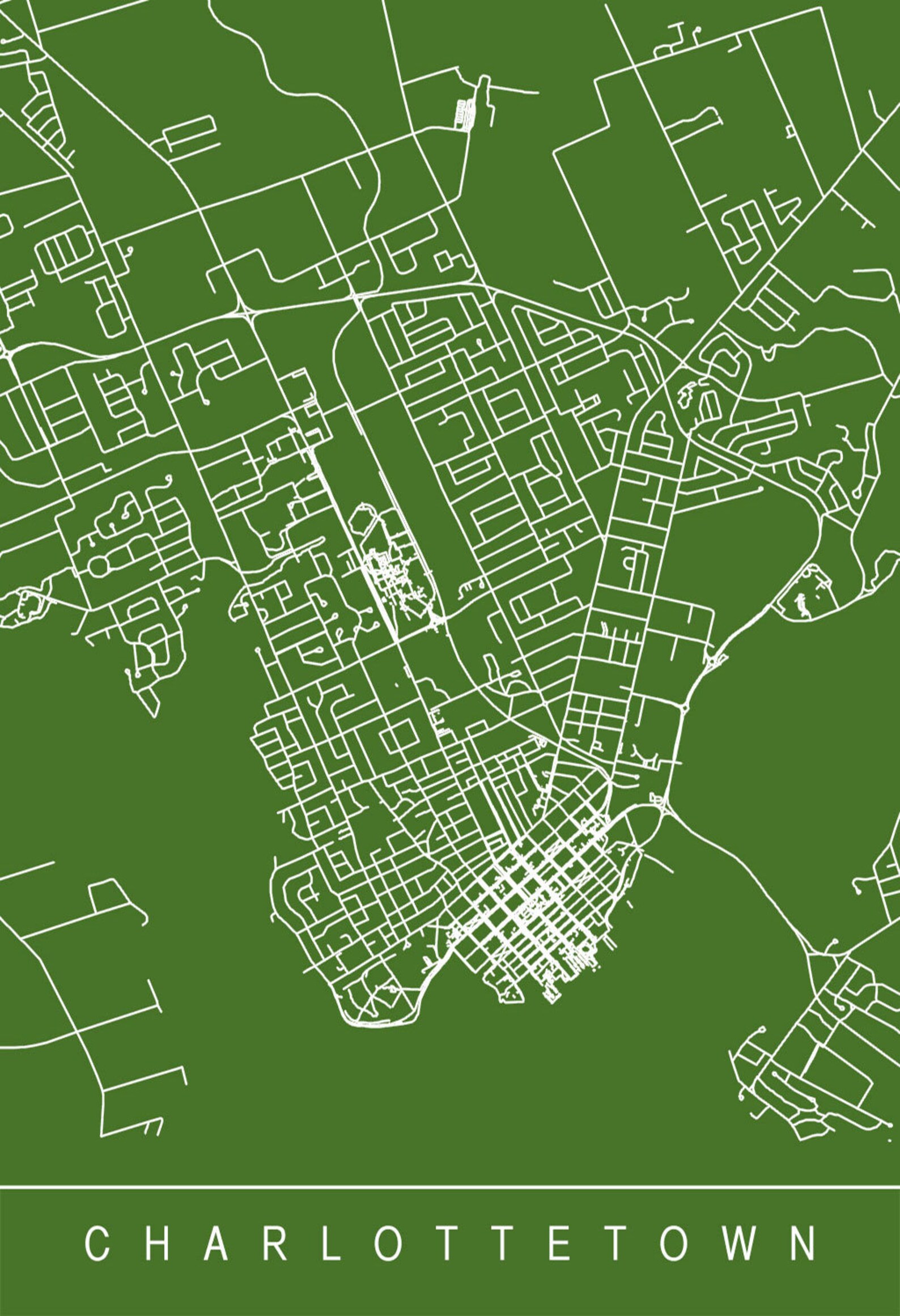 CHARLOTTETOWN CITY MAP Art Print Line Art City Map | Etsy