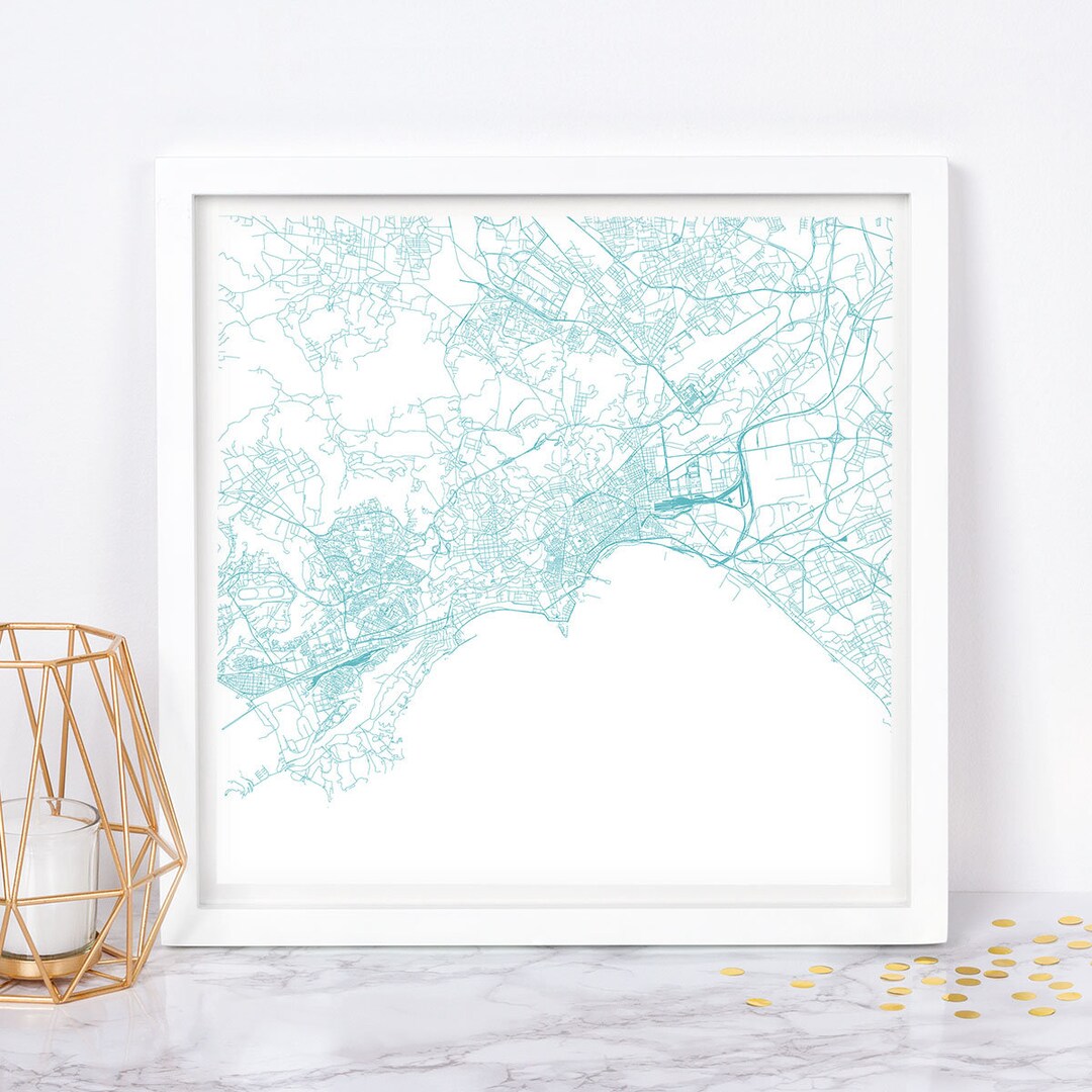 NAPLES CITY MAP - Fine Art Map Poster - Naples Map Print Minimalist ...