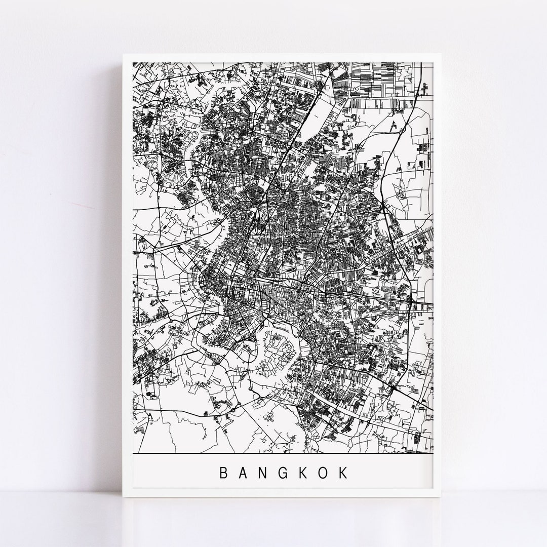 BANGKOK MAP - High Quality Giclee Print, Minimalist BANGKOK Art Print ...