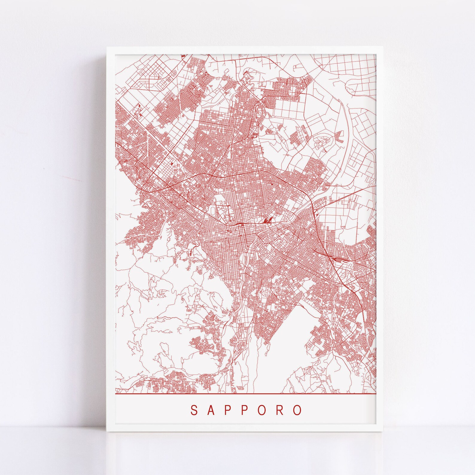 SAPPORO MAP - Minimalist Sapporo Art Print, Customizable City Map, High ...