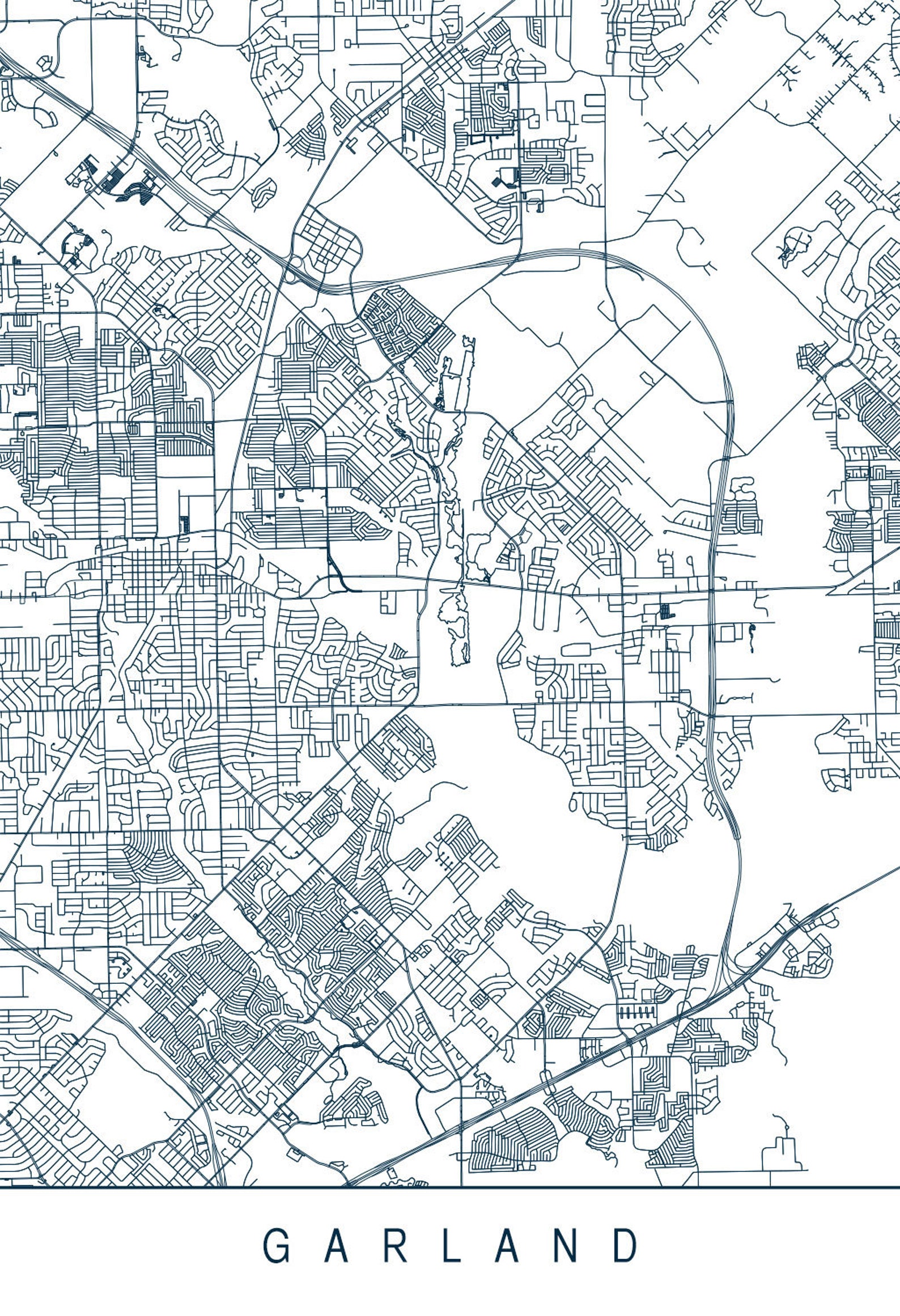 GARLAND TEXAS MAP Customizable City Map High Quality Giclee - Etsy Canada
