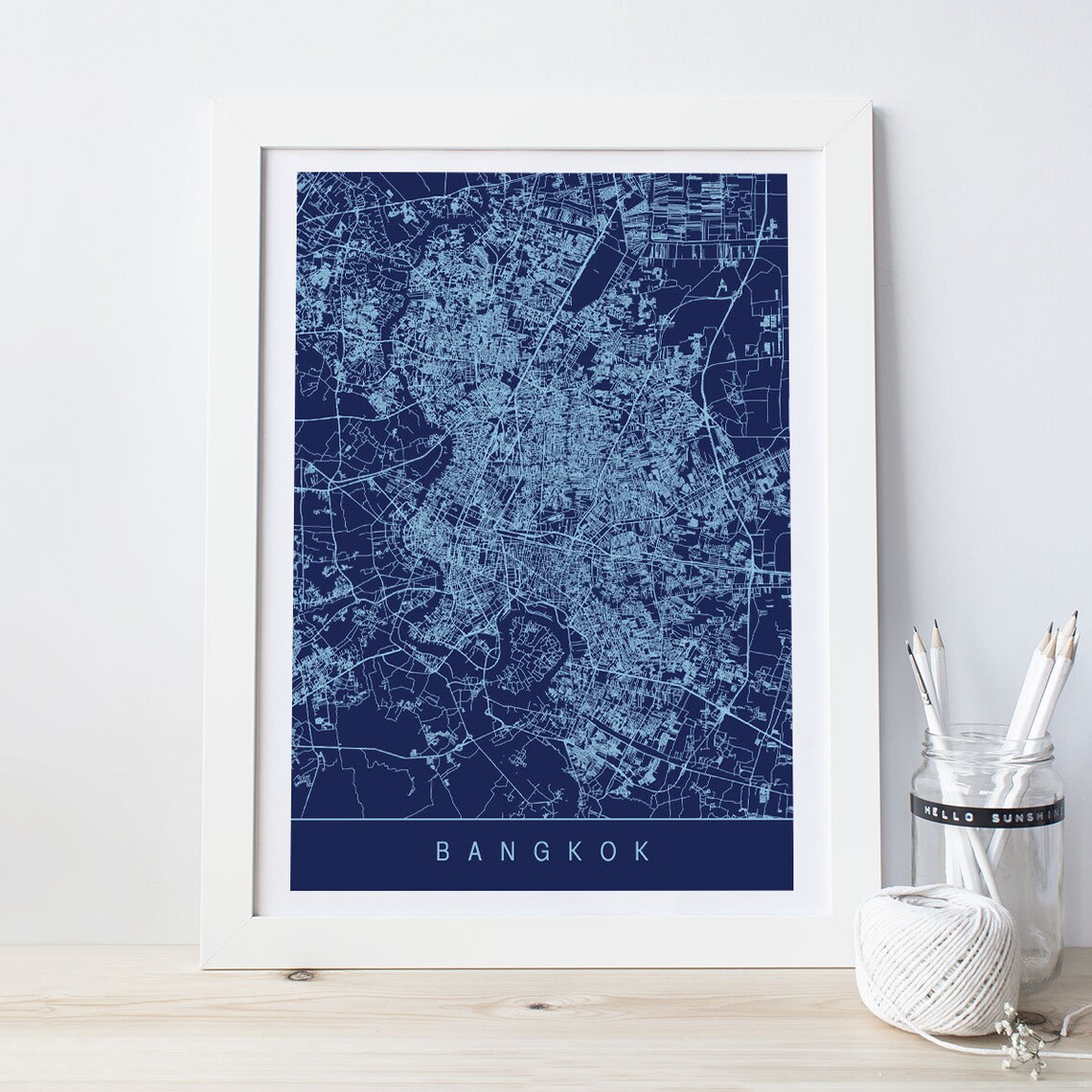 BANGKOK MAP Modern Bangkok Art Print Minimalist City Map | Etsy