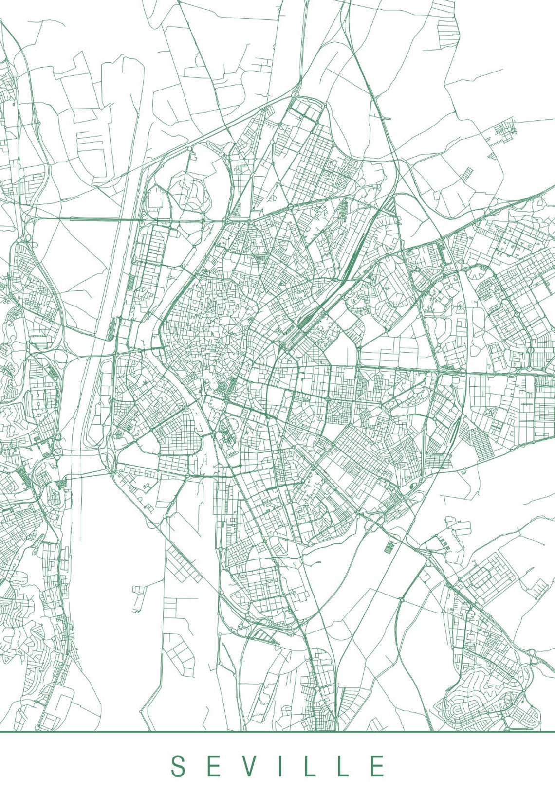 SEVILLE MAP - Minimalist Seville Art Print, Customizable City Map, High ...
