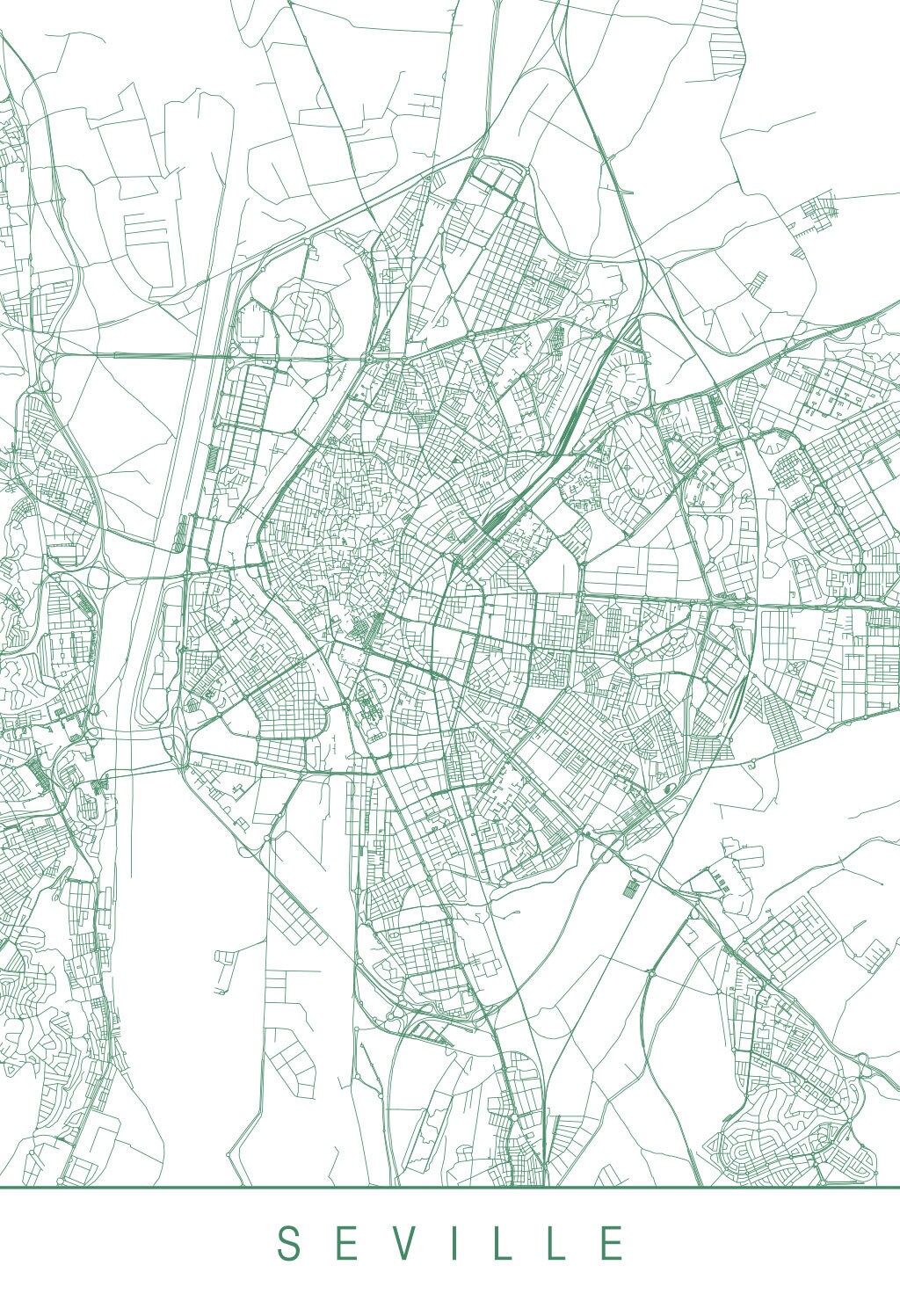 SEVILLE MAP Minimalist Seville Art Print Customizable City - Etsy Canada