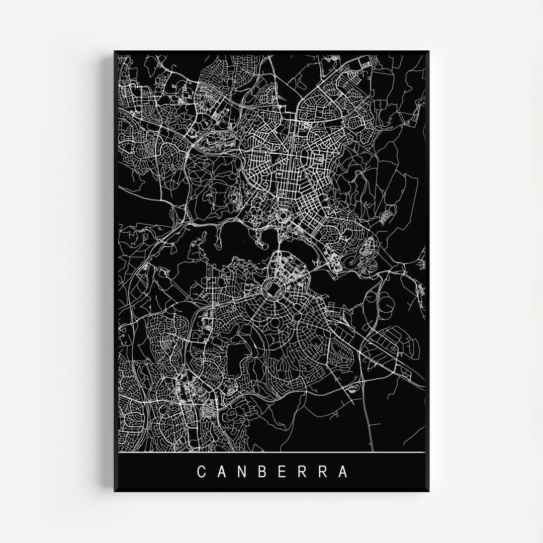 CANBERRA CITY MAP Art Print Line Art City Map Canberra Australia Map ...