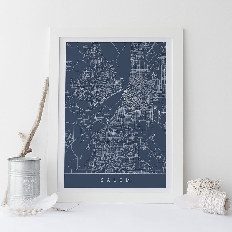 SALEM CITY MAP Line Art City Map Road Map of Salem Oregon | Etsy