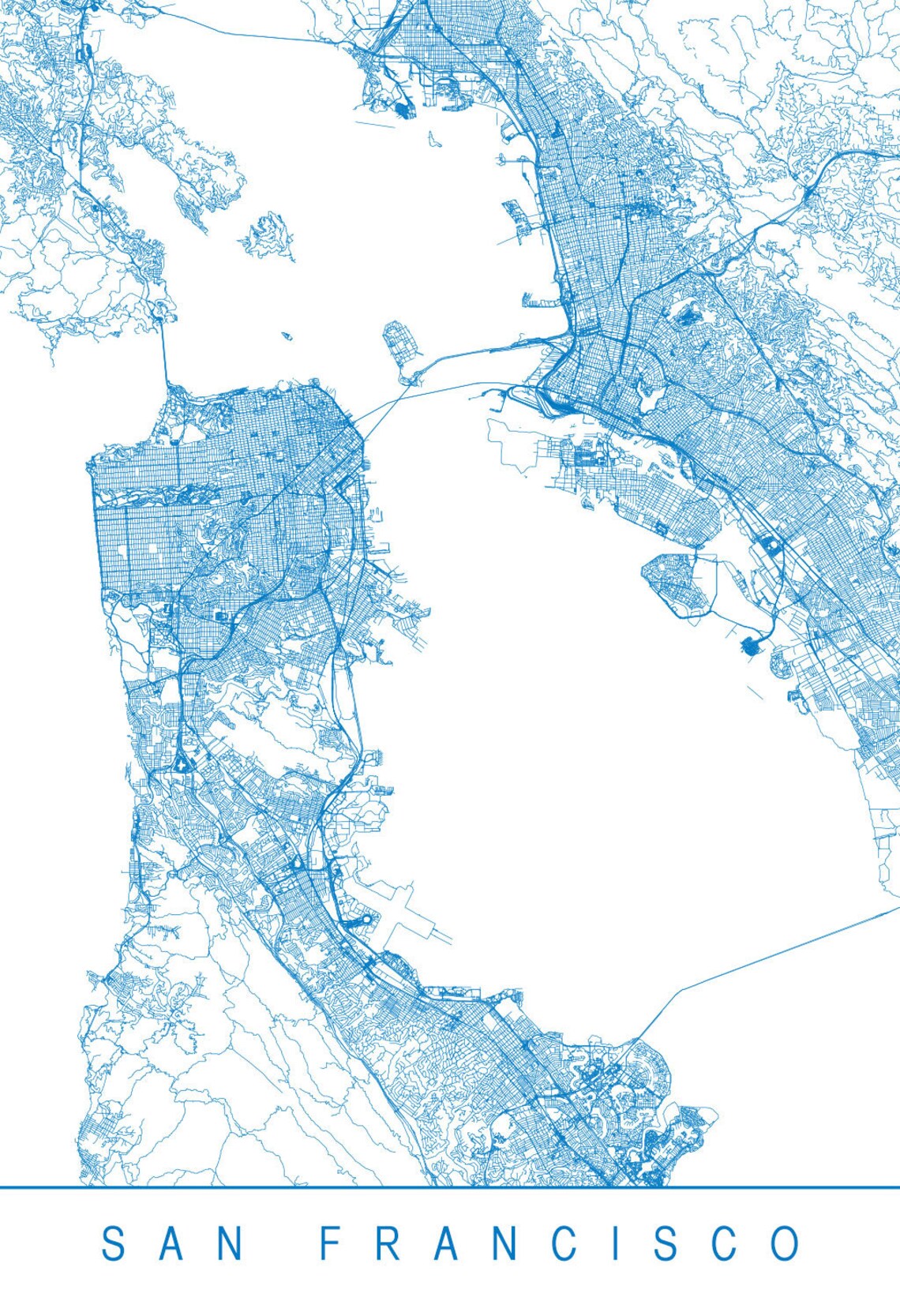 SAN FRANCISCO MAP - Minimalist San Francisco Art Print, Customizable ...