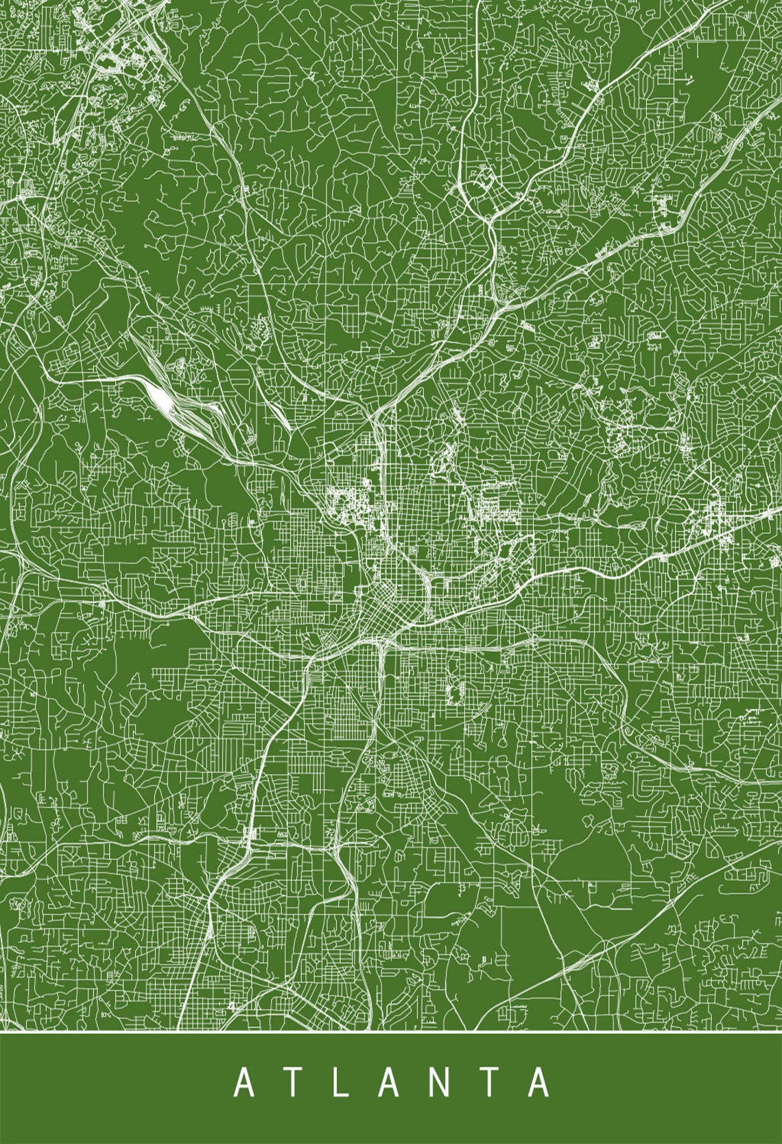 ATLANTA CITY MAP Line Art City Map Road Map of Atlanta - Etsy