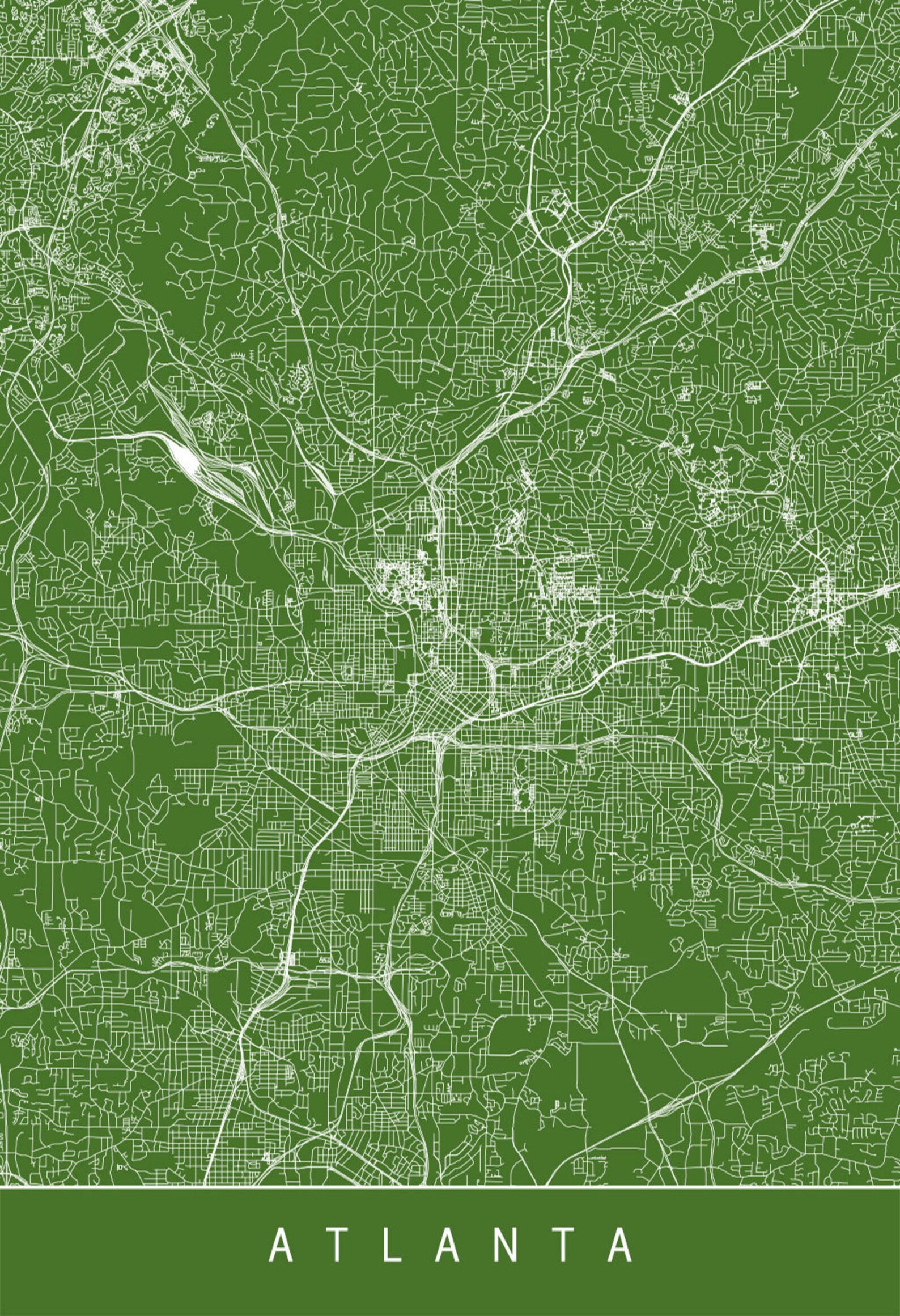 ATLANTA CITY MAP Line Art City Map Road Map of Atlanta - Etsy