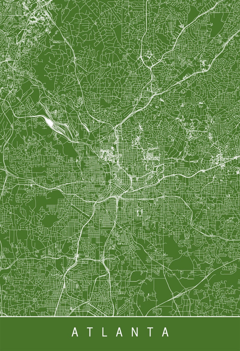 ATLANTA CITY MAP Line Art City Map Road Map of Atlanta | Etsy