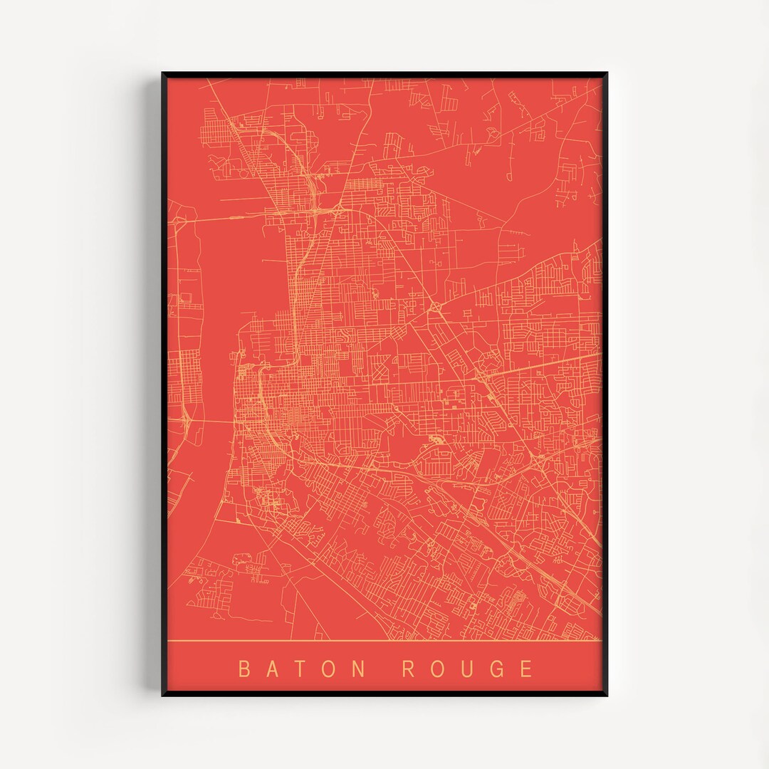 BATON ROUGE MAP Modern Baton Rouge Art Print Minimalist - Etsy