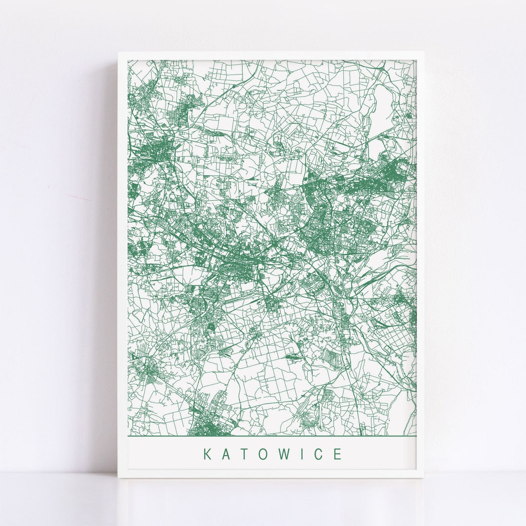KATOWICE MAP - High Quality Giclee Print, Minimalist Katowice Art Print ...