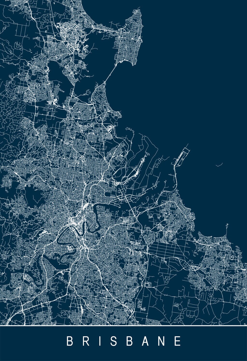 BRISBANE CITY MAP Line Art City Map Road Map of Brisbane | Etsy