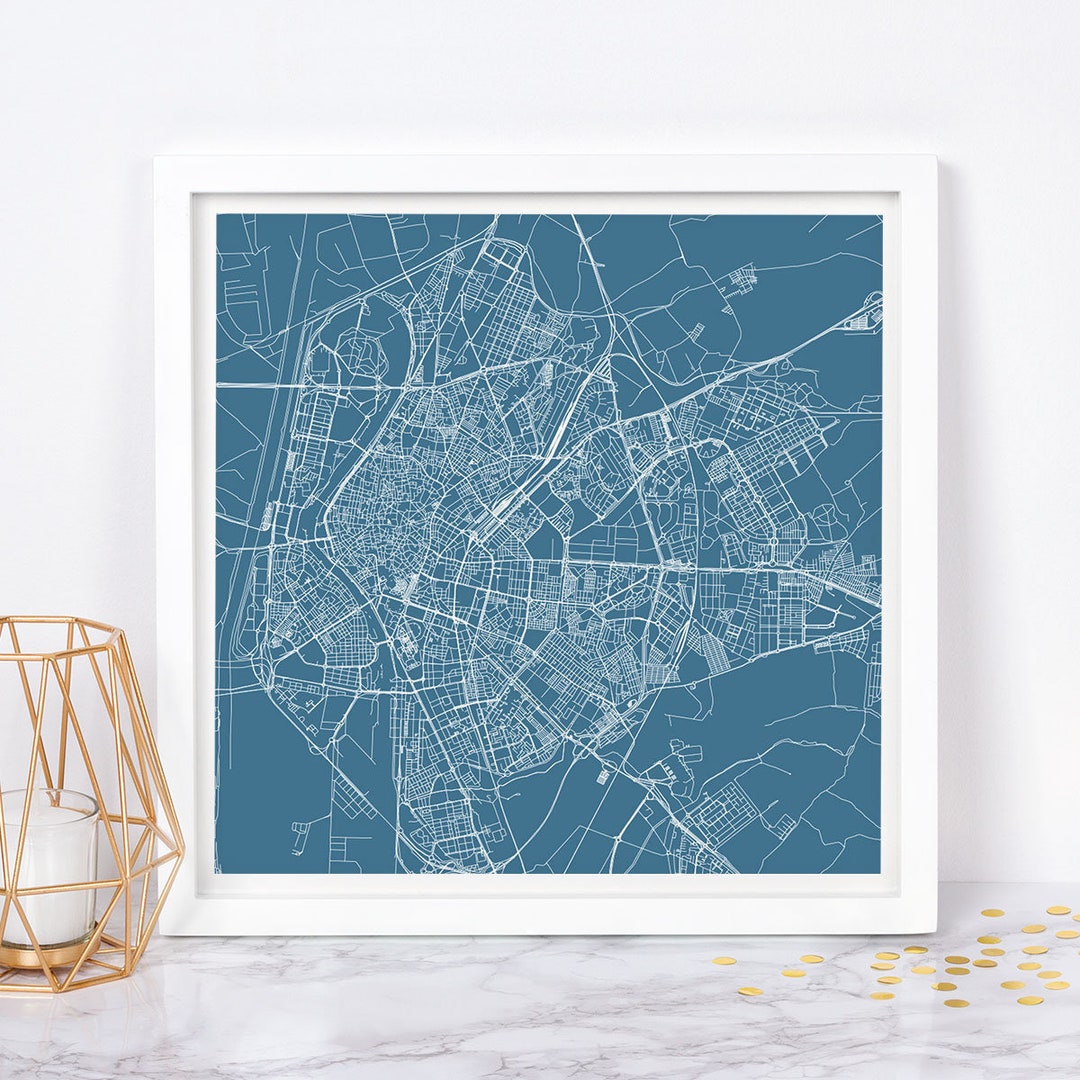 SEVILLE CITY MAP - Fine Art Map Poster - Modern Sevilla Spain Map Print ...
