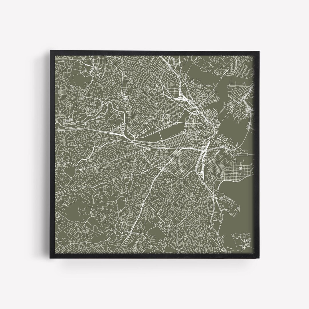 BOSTON CITY MAP Boston Map Print Minimalist City Map Wall Art Modern ...