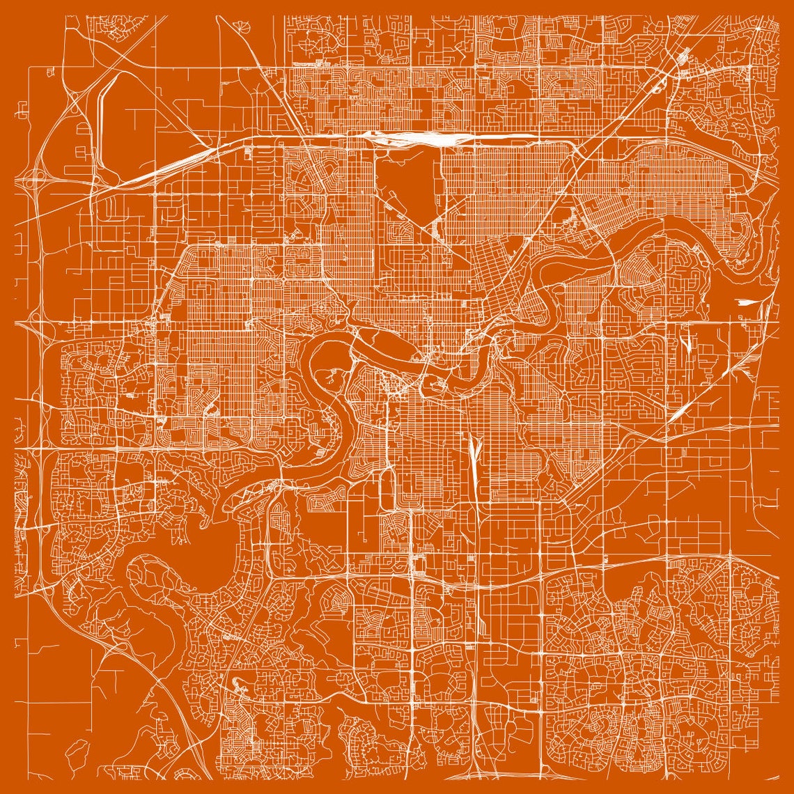 EDMONTON CITY MAP Fine Art Map Poster Modern Alberta - Etsy Canada