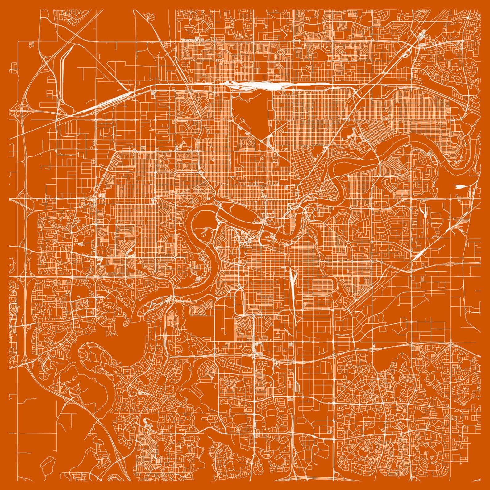 EDMONTON CITY MAP Fine Art Map Poster Modern Alberta - Etsy Canada