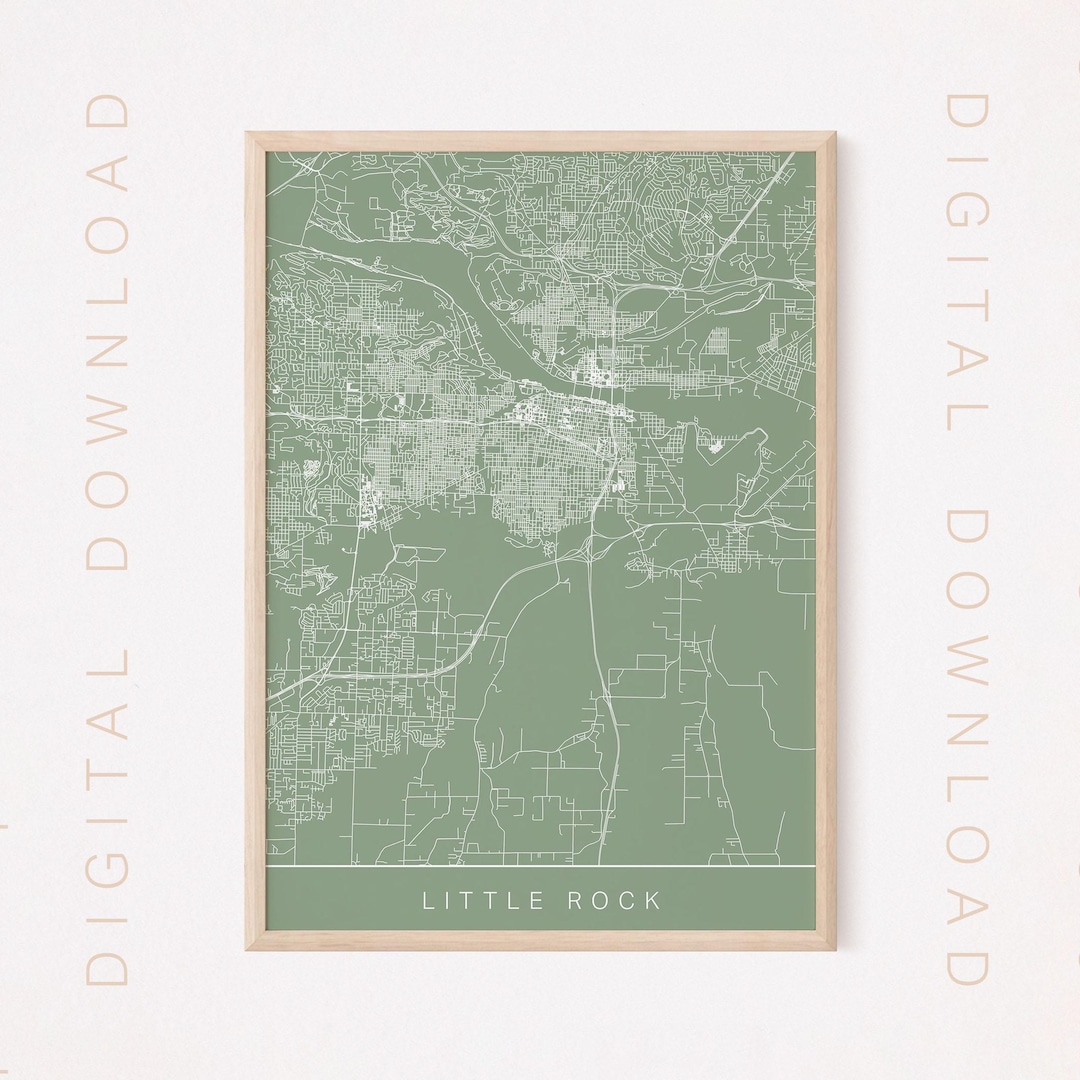 LITTLE ROCK City MAP, Digital, Line Art City Map, Road Map of Little ...