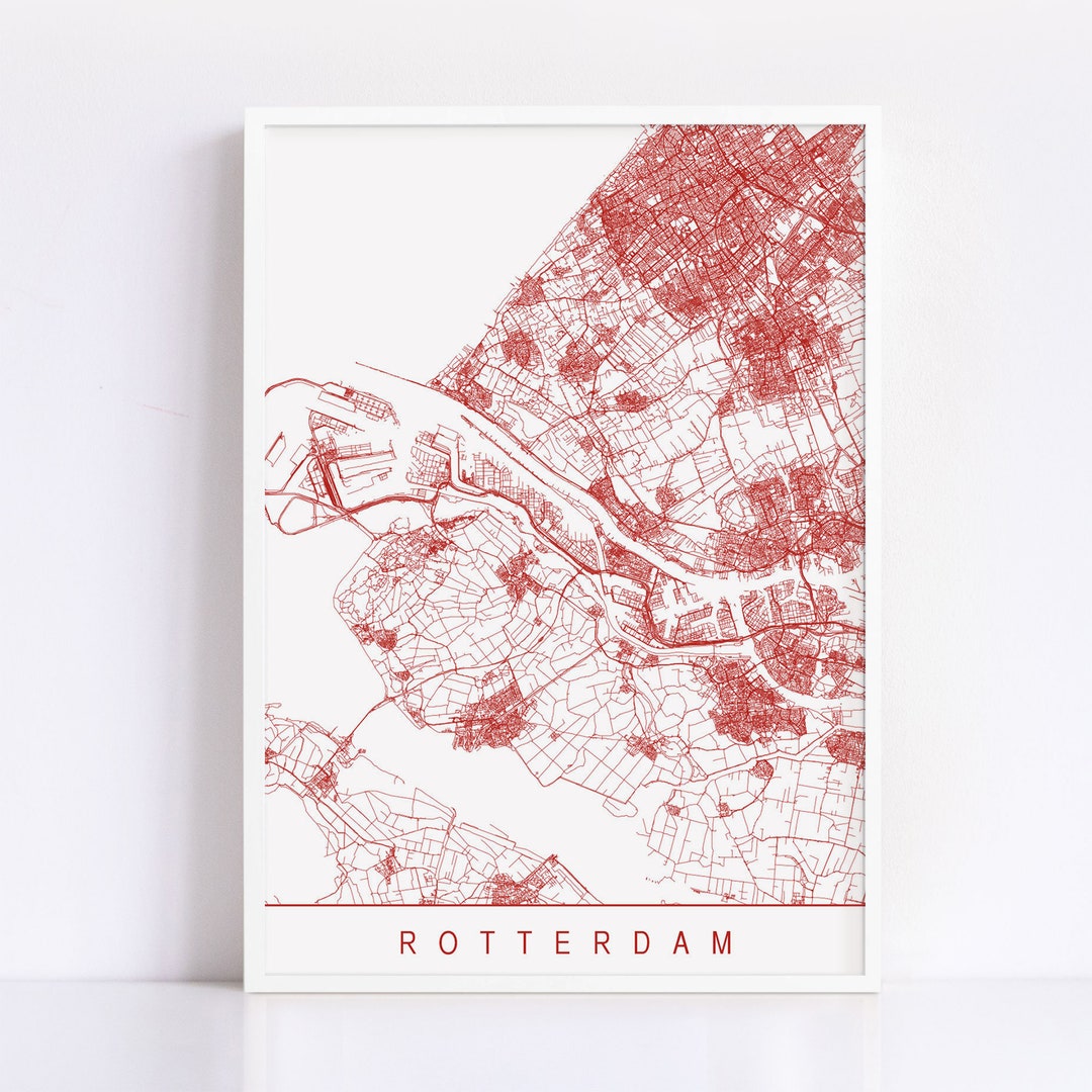 ROTTERDAM MAP - Minimalist Rotterdam Art Print, Customizable City Map ...