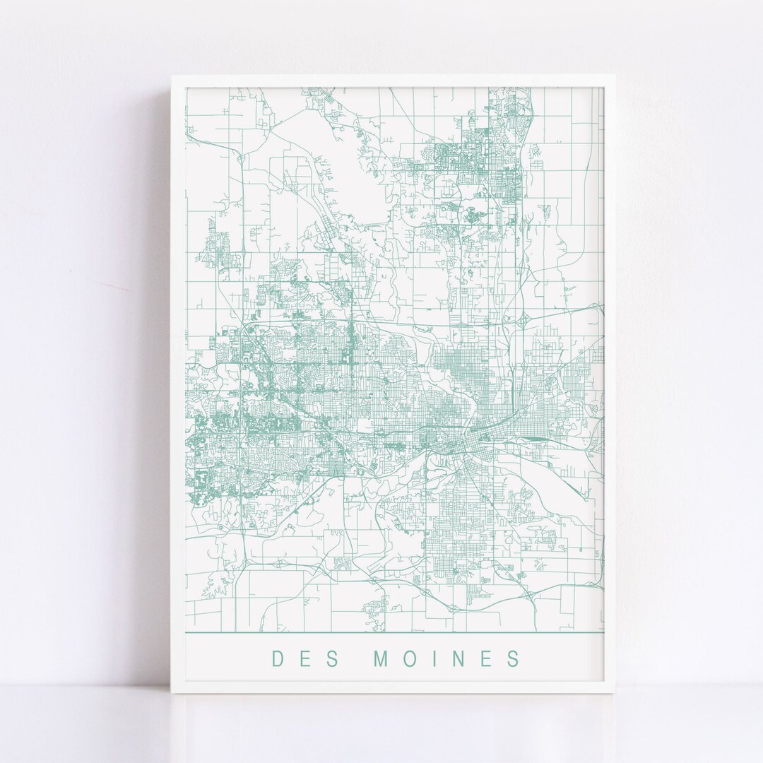 DES MOINES MAP - High Quality Giclee Print, Minimalist Des Moines Art ...