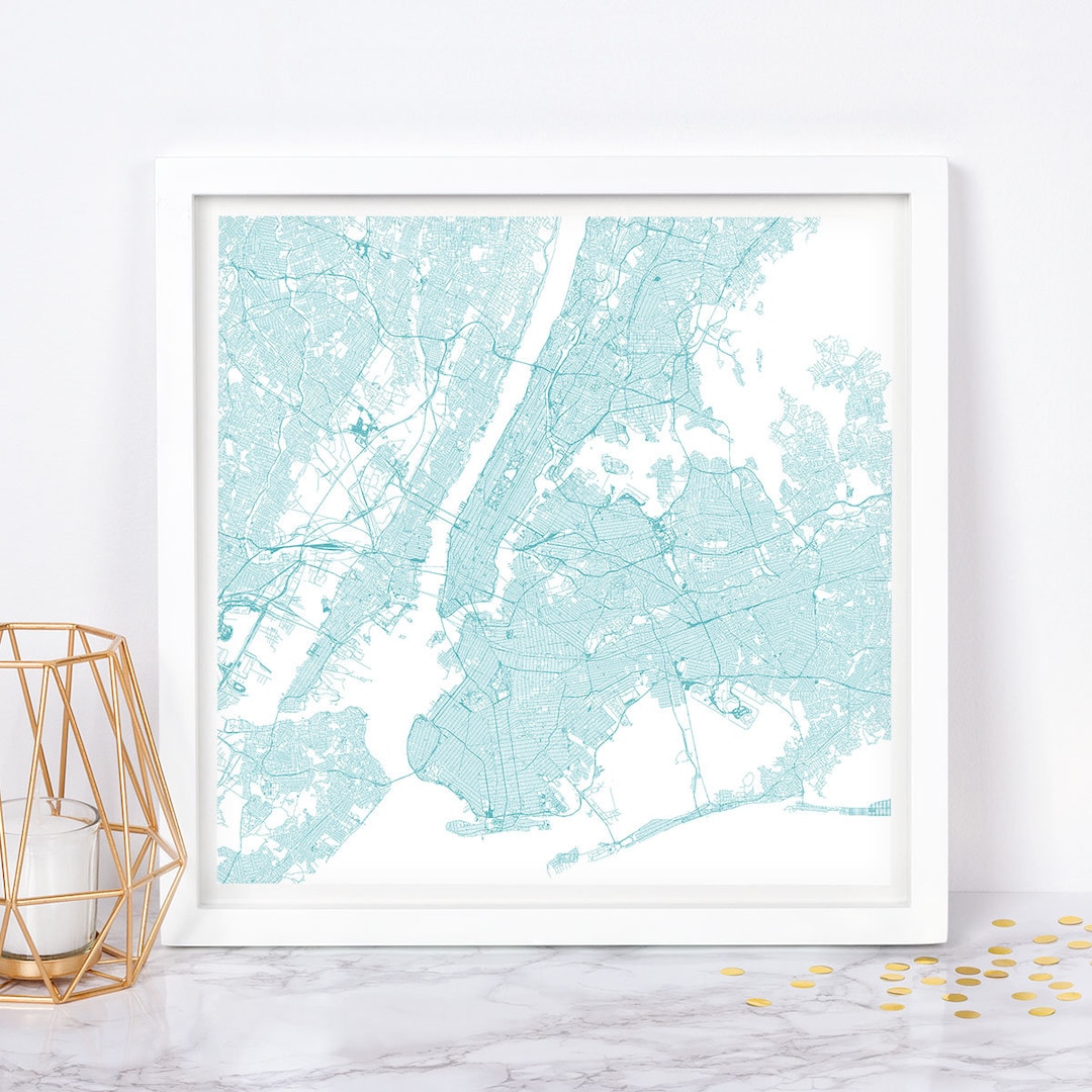 NEW YORK MAP - Fine Art Map Poster - New York City Map Print Minimalist ...