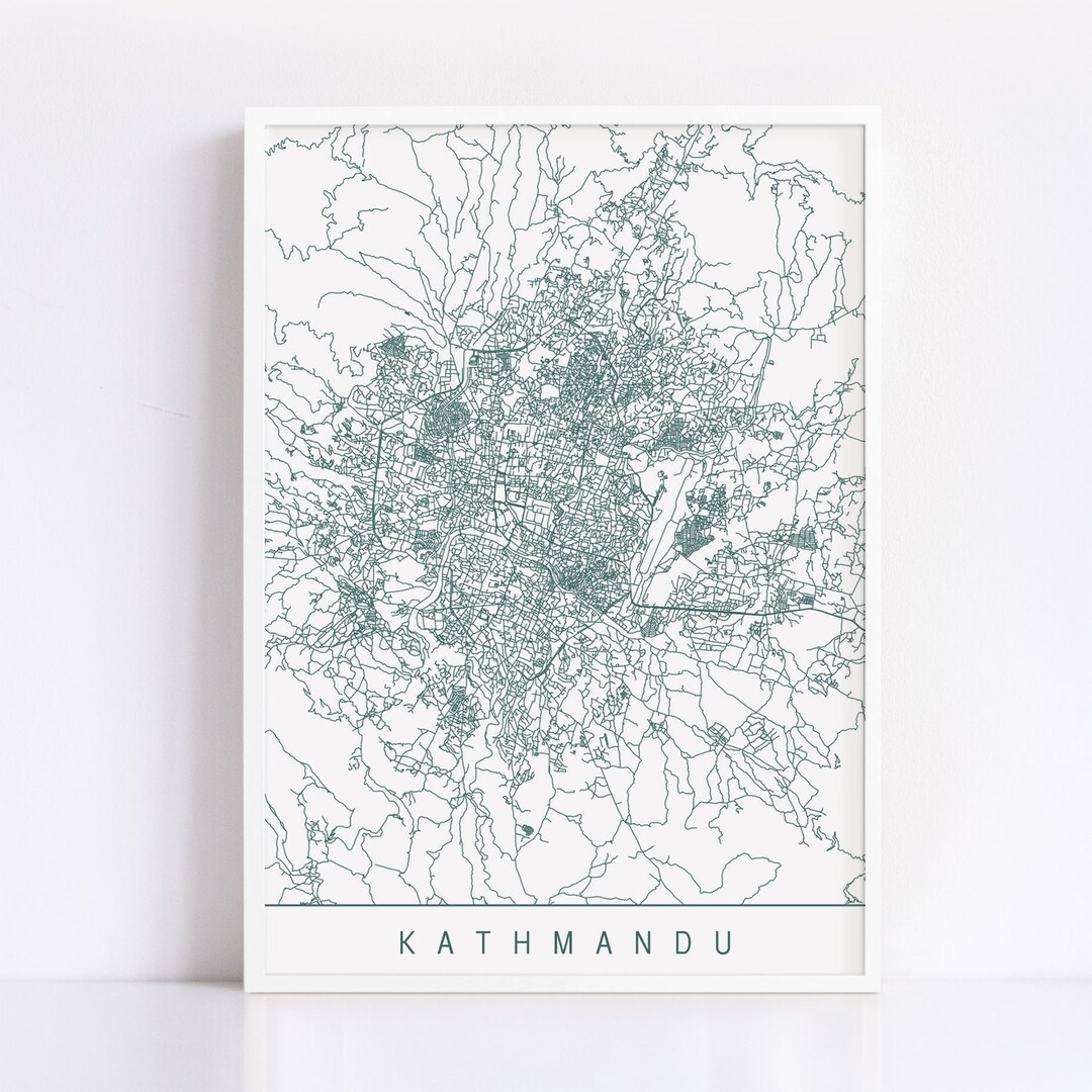 KATHMANDU MAP - High Quality Giclee Print, Minimalist Kathmandu Art ...