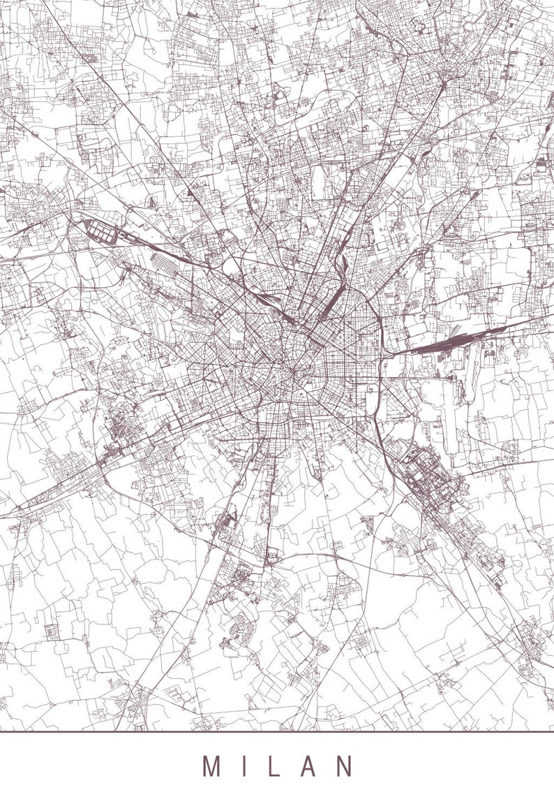 MILAN MAP High Quality Giclee Print Minimalist Milan Art | Etsy