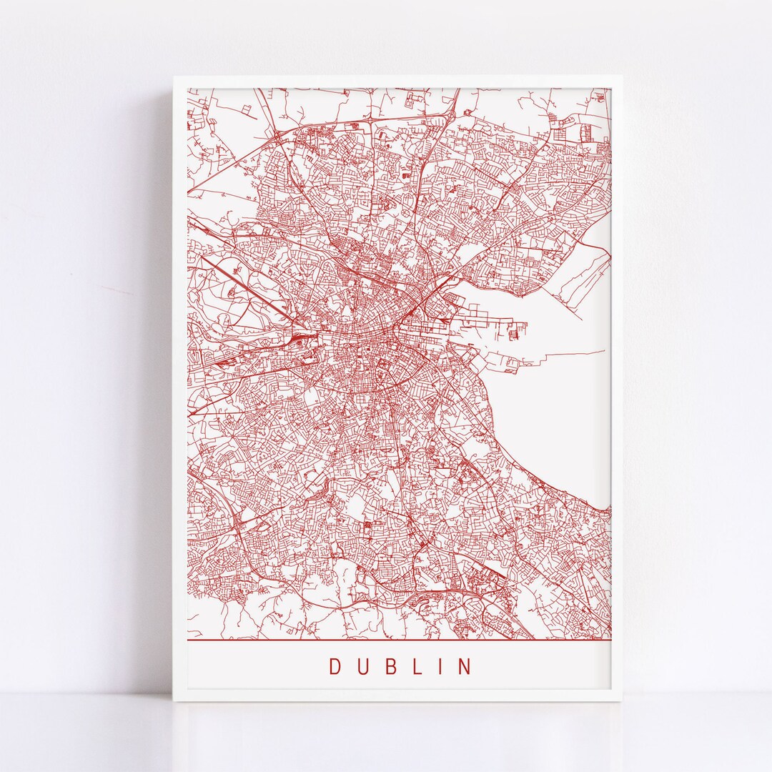 DUBLIN MAP - High Quality Giclee Print, Minimalist Dublin Art Print ...