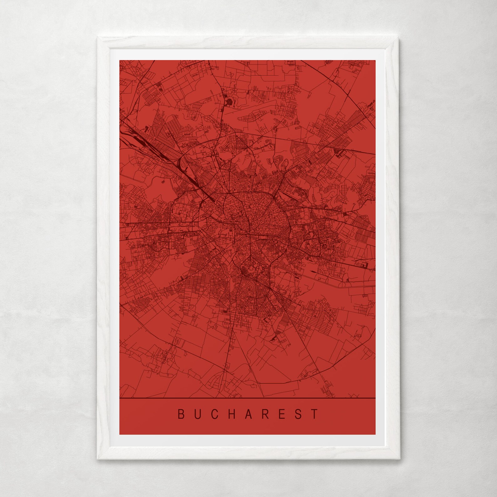 BUCHAREST MAP Modern Bucharest Art Print Minimalist City | Etsy