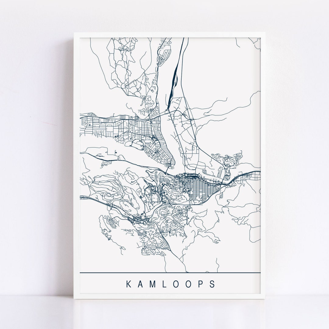 KAMLOOPS MAP ART - High Quality Giclee Print, Minimalist Kamloops Art ...
