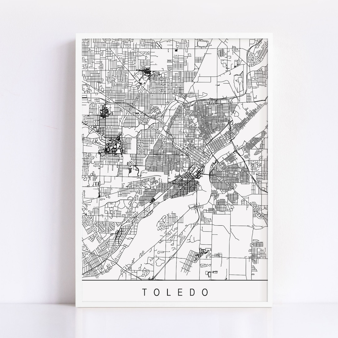 TOLEDO OHIO MAP - Customizable City Map, High Quality Giclee Print ...