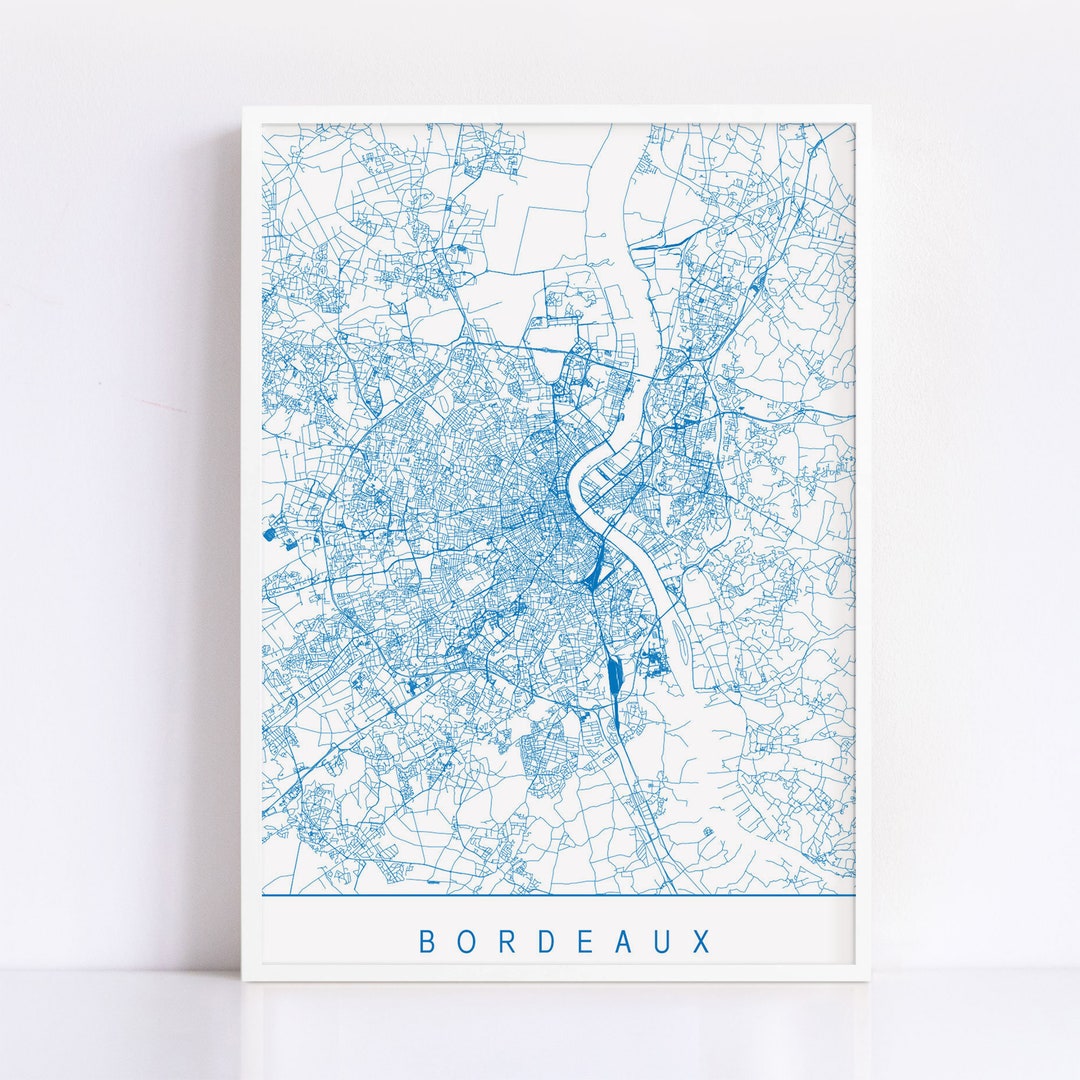 BORDEAUX MAP - High Quality Giclee Print, Minimalist Bordeaux Art Print ...