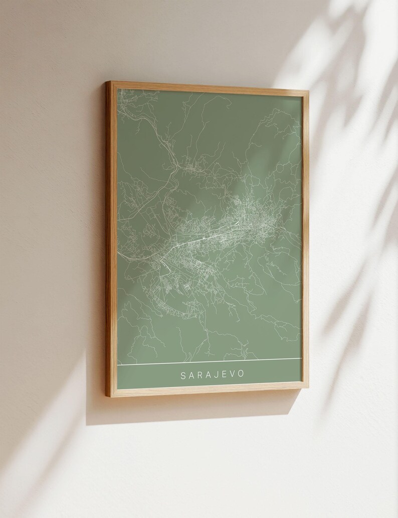 SARAJEVO BOSNIA MAP, Printable City Poster, Digital Download, Multiple ...