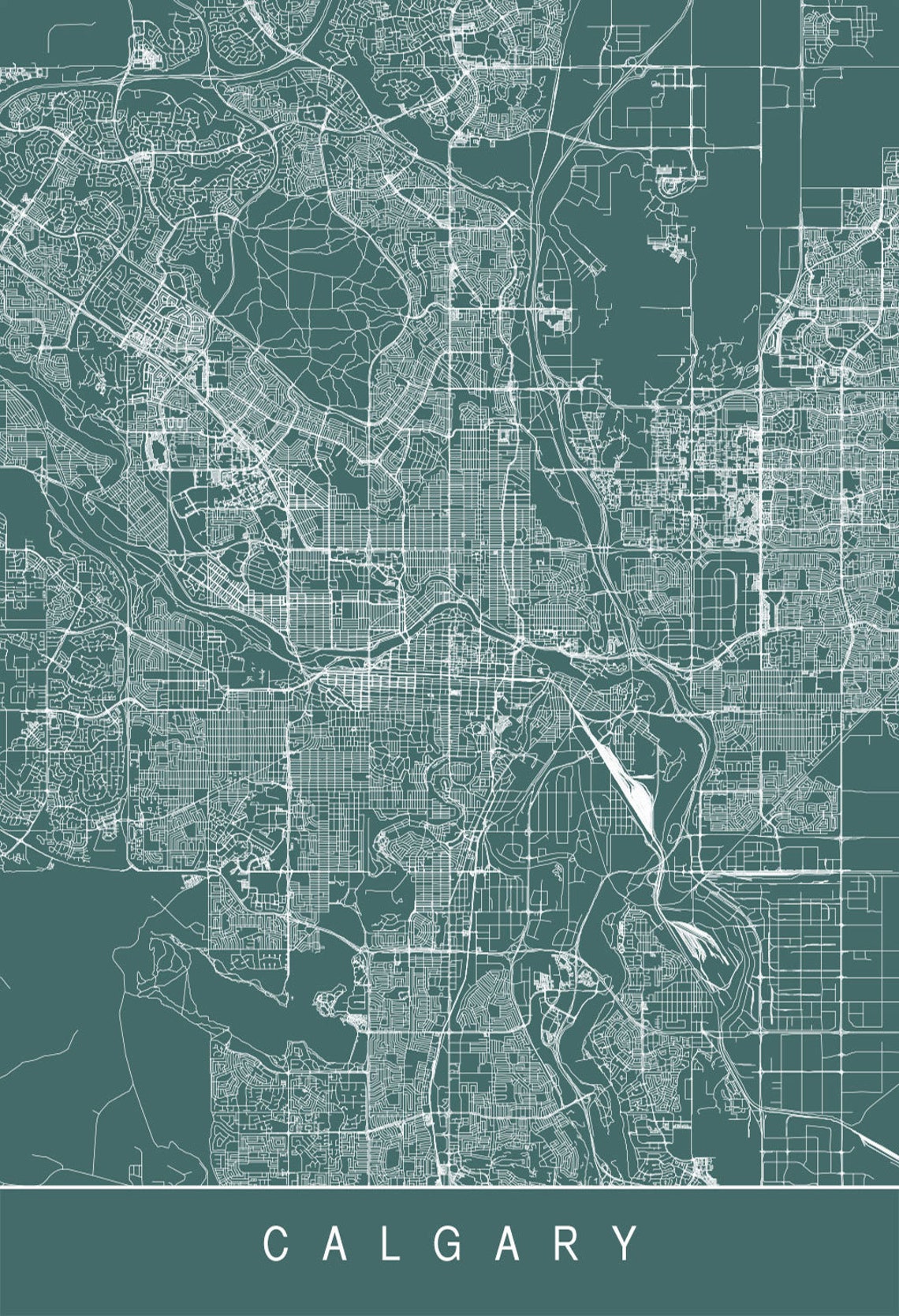 CALGARY CITY MAP Art Print Line Art City Map Calgary | Etsy