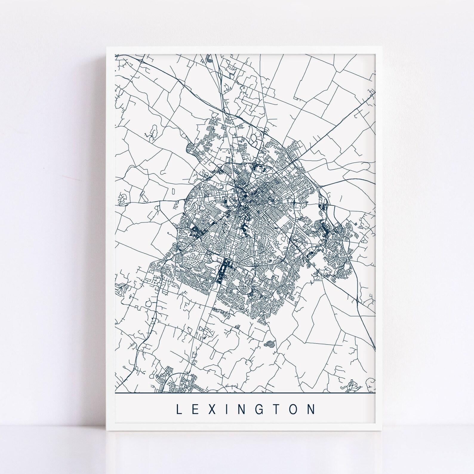 LEXINGTON MAP - High Quality Giclee Print, Minimalist Lexington Art ...