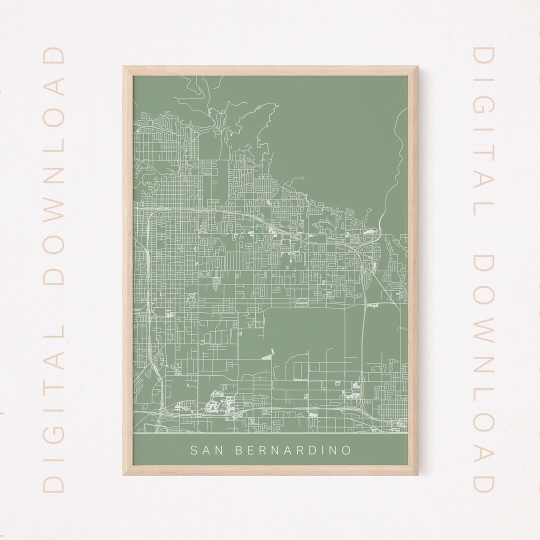 SAN BERNARDINO City MAP, Digital, Line Art City Map, Road Map of San ...