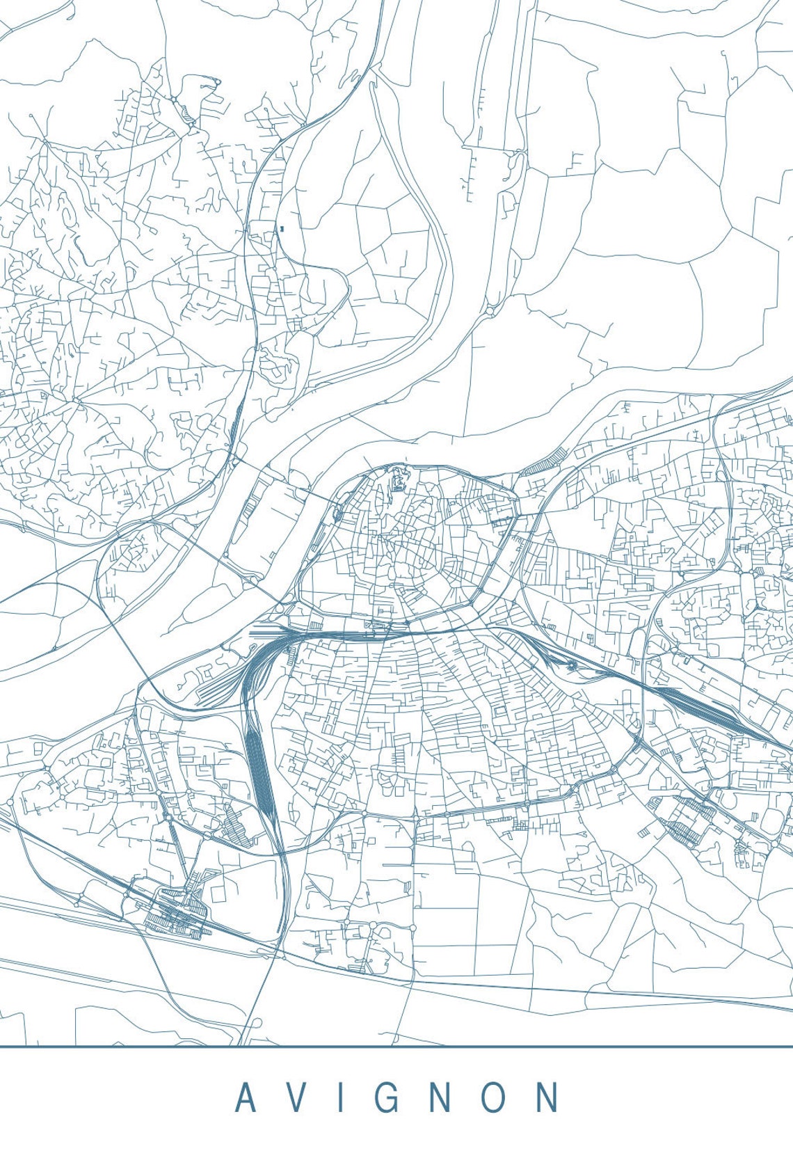 AVIGNON MAP High Quality Giclee Print Minimalist Avignon - Etsy