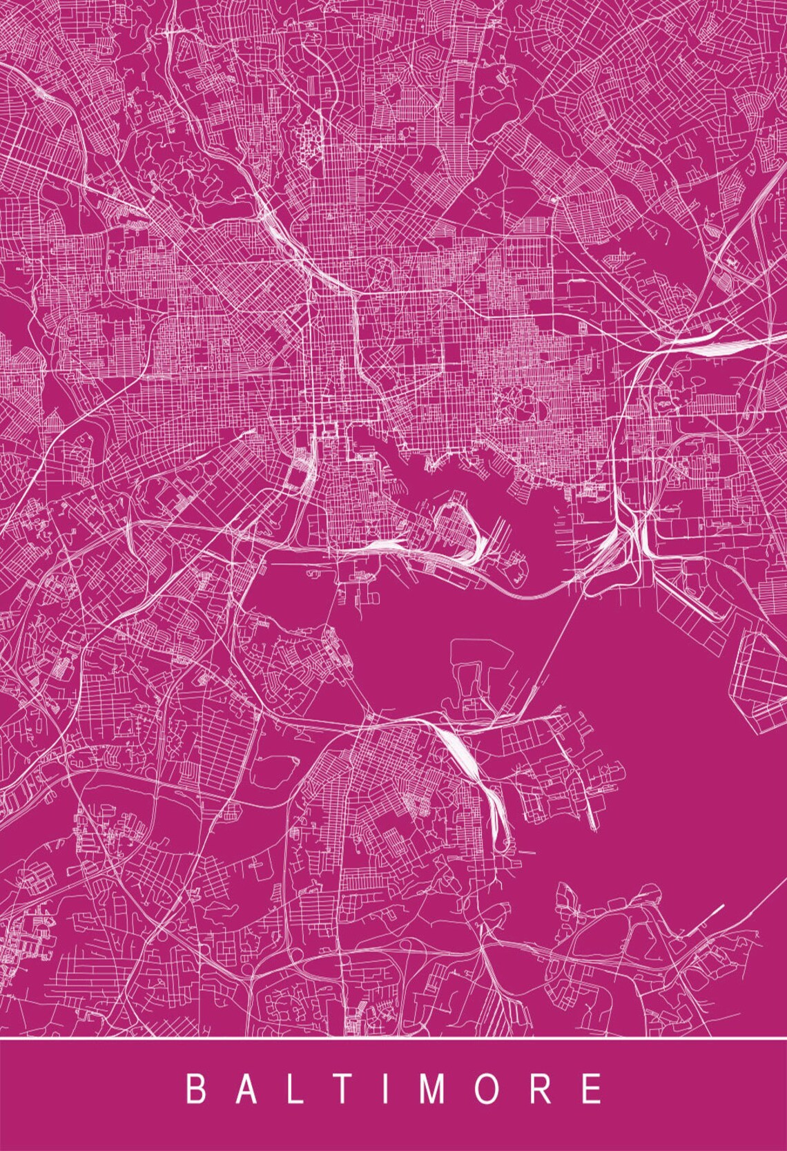 BALTIMORE CITY Map Line Art City Map Road Map of Baltimore - Etsy