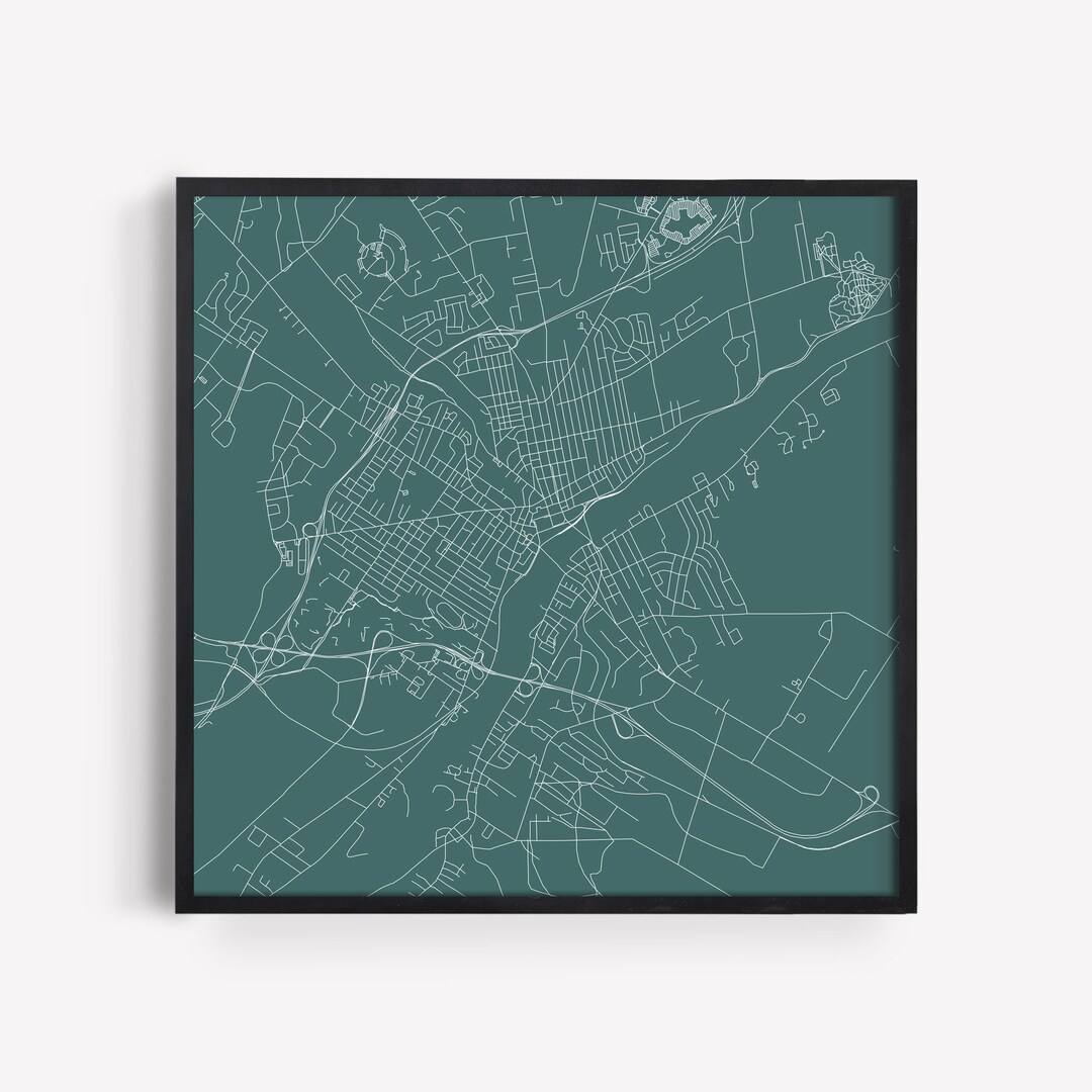 BANGOR Maine CITY MAP Poster Line Art City Map Road Map Bangor Maine ...