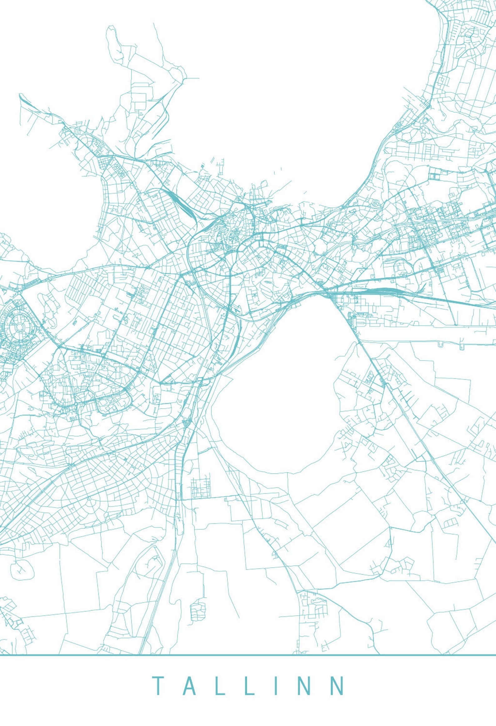 TALLINN MAP Minimalist Tallinn Art Print Customizable City - Etsy