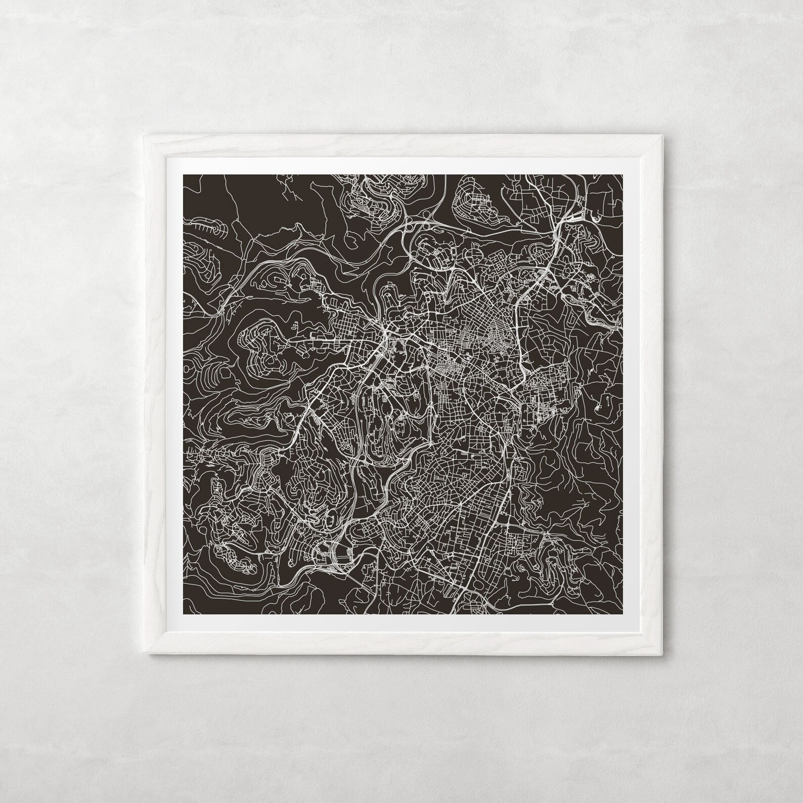 JERUSALEM CITY MAP Fine Art Map Poster Modern Jerusalem Holy Land Print ...