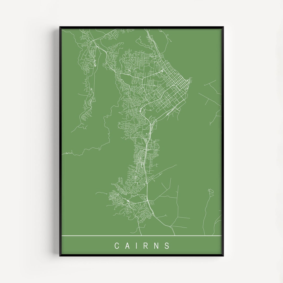 CAIRNS CITY MAP Art Print Line Art City Map Cairns Australia Map Art ...