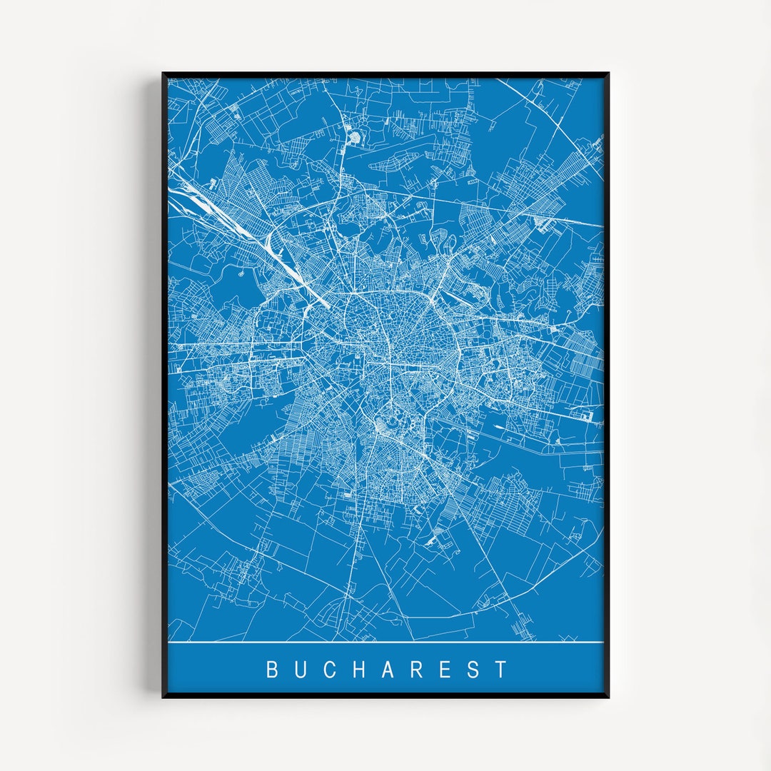 BUCHAREST CITY MAP Art Print Line Art City Map Bucharest Romania Map ...